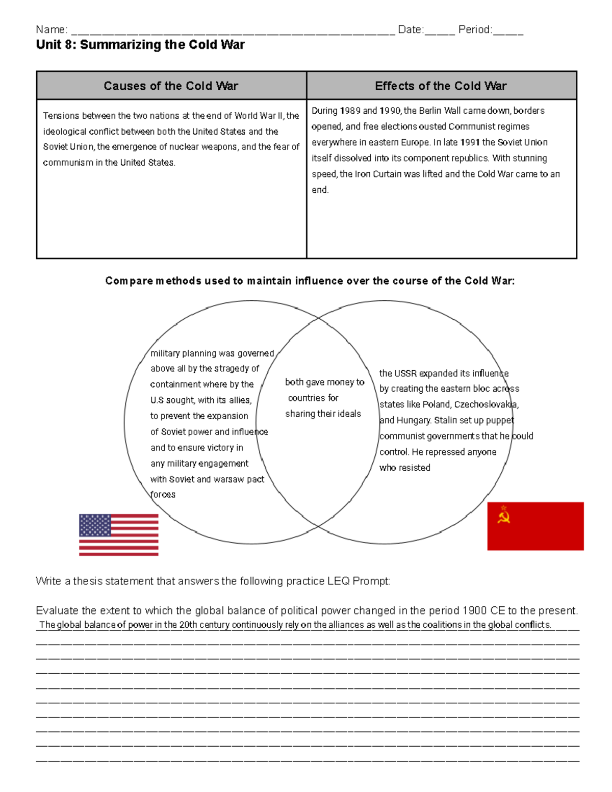 Unit 8: Cold War Summary and Political Power Evaluation - Studocu