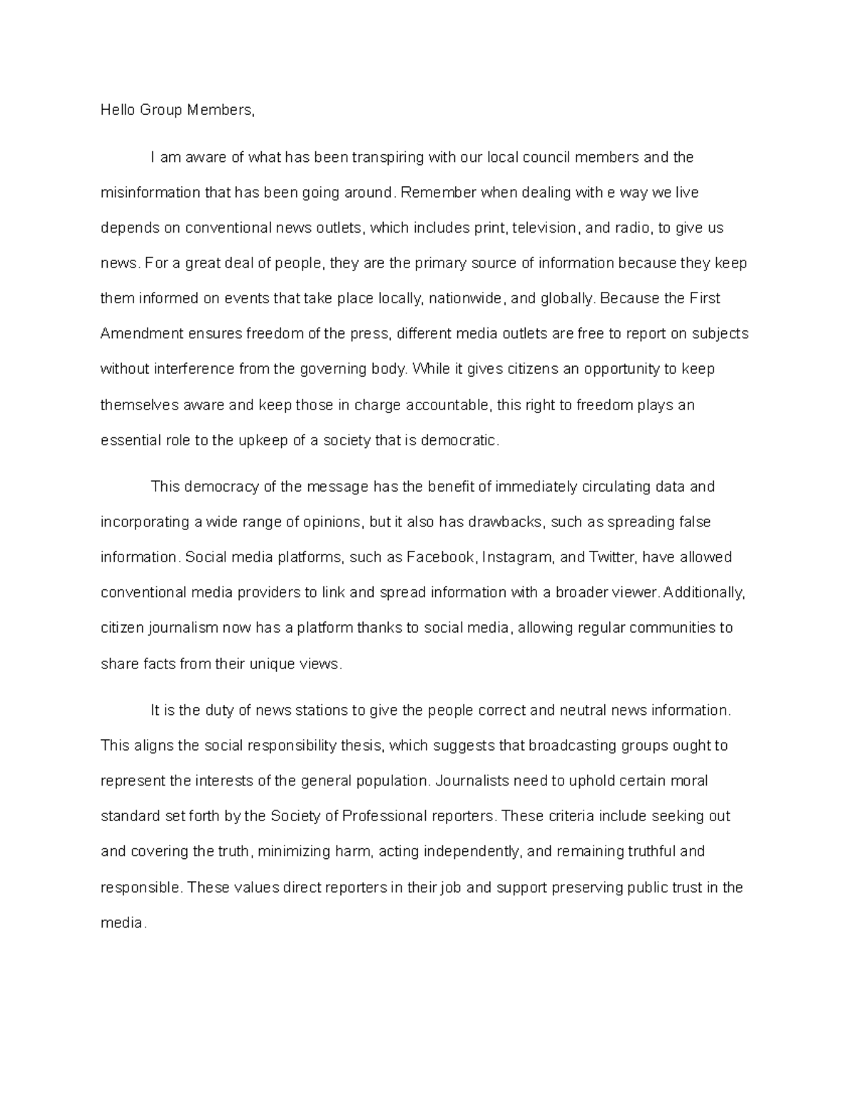 Week 5 - Summative Assessment: Media Roles & Responsibilities Essay ...