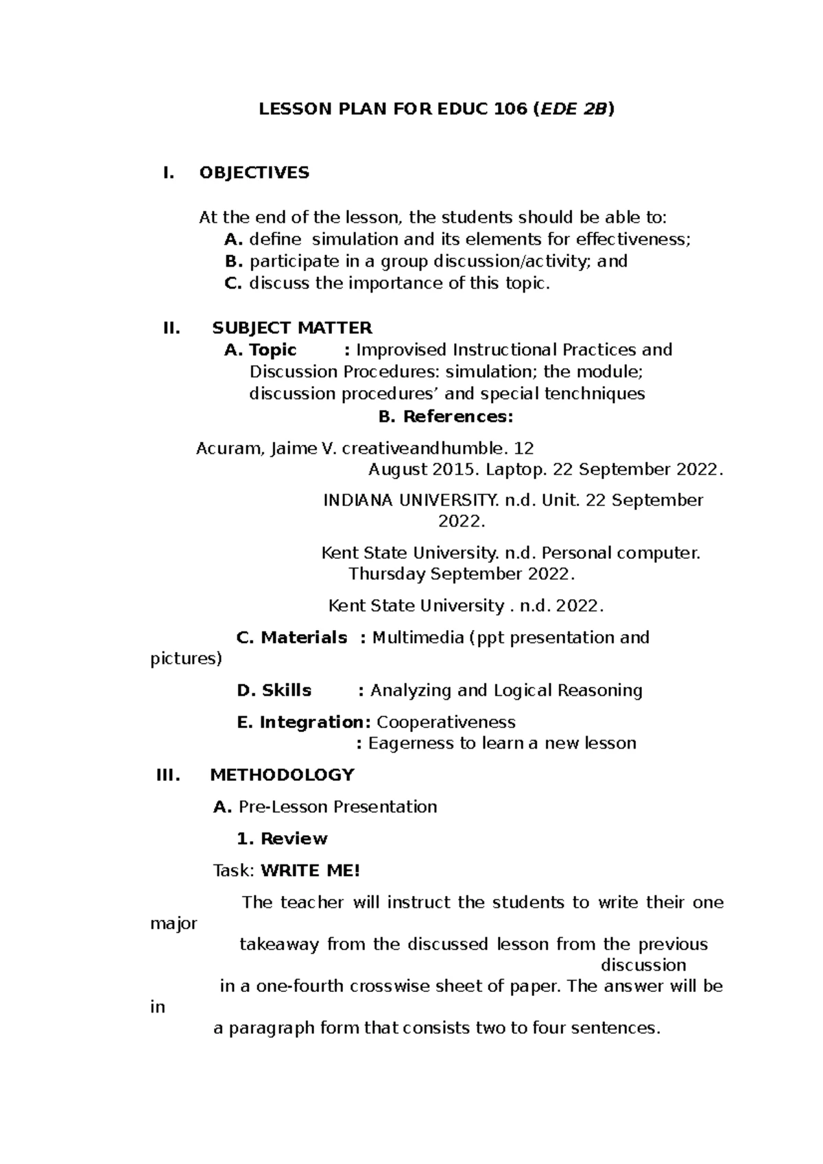 Poetry Lesson Plans - A Semi-Detailed Lesson Plan for 2nd Year BSED-English 2B in EDUC 126 ...