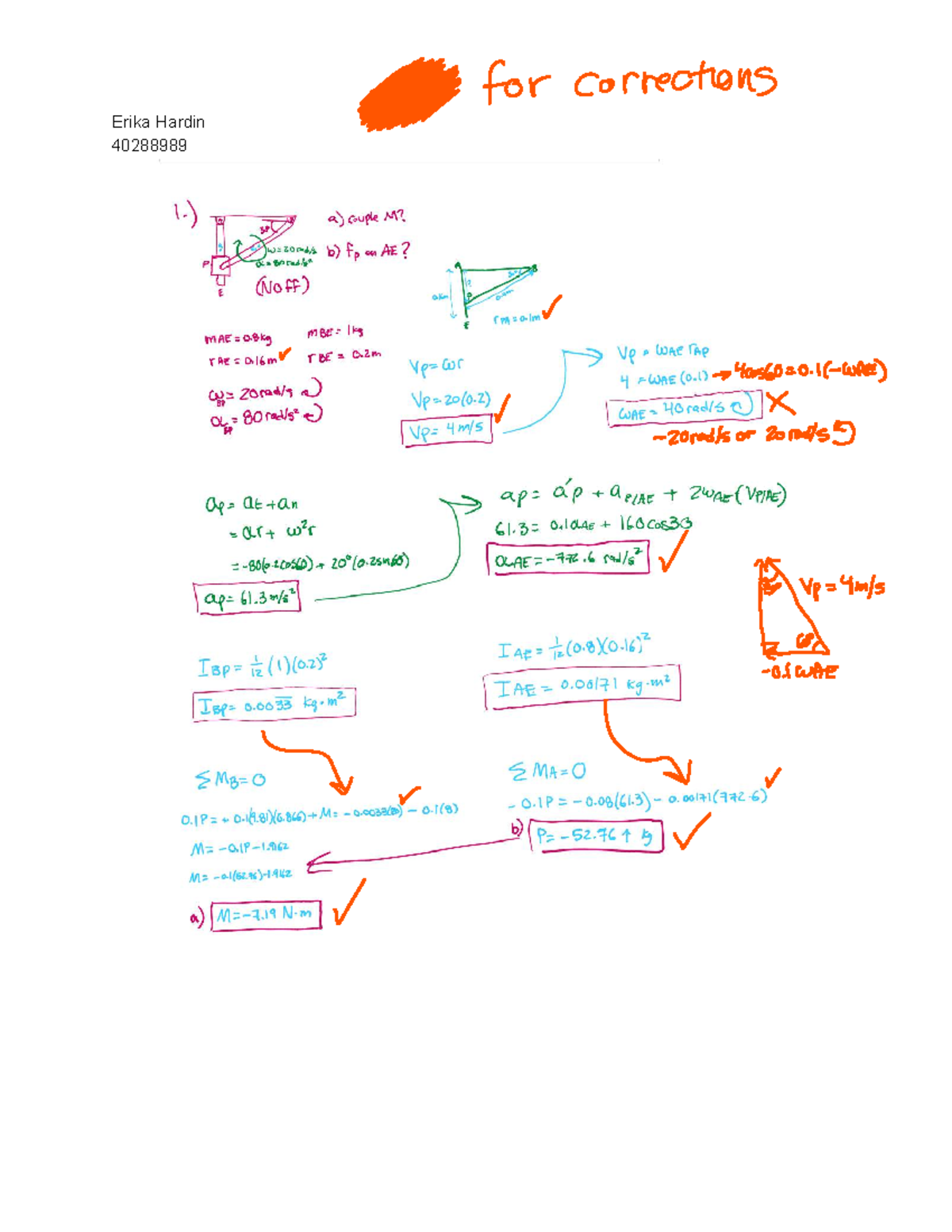243 Assignment 4: Physics Problem Solutions and Corrections - Studocu