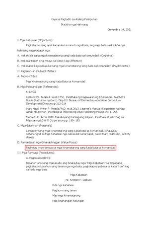 Lesson Plan Indicators - How to integrate the 9 RPMS indicators in a ...