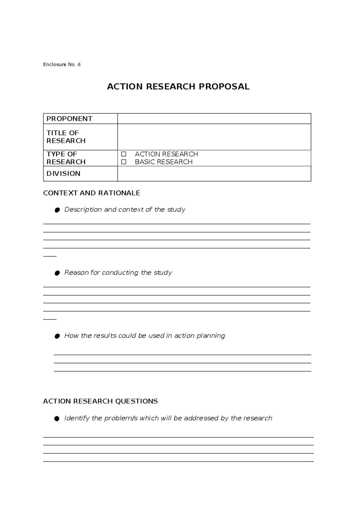 ERA Action Research Proposal: Context, Methods, and Innovation - Studocu