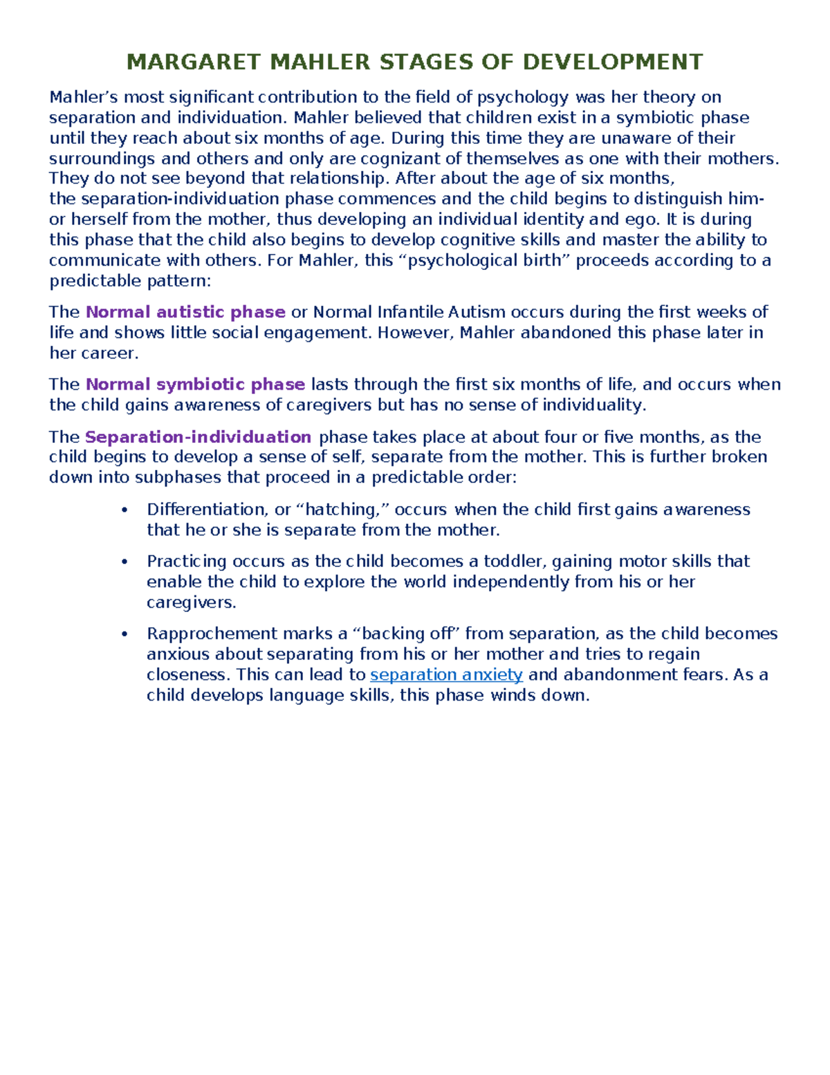 Margaret Mahler's Stages of Development: Key Psychological Insights ...