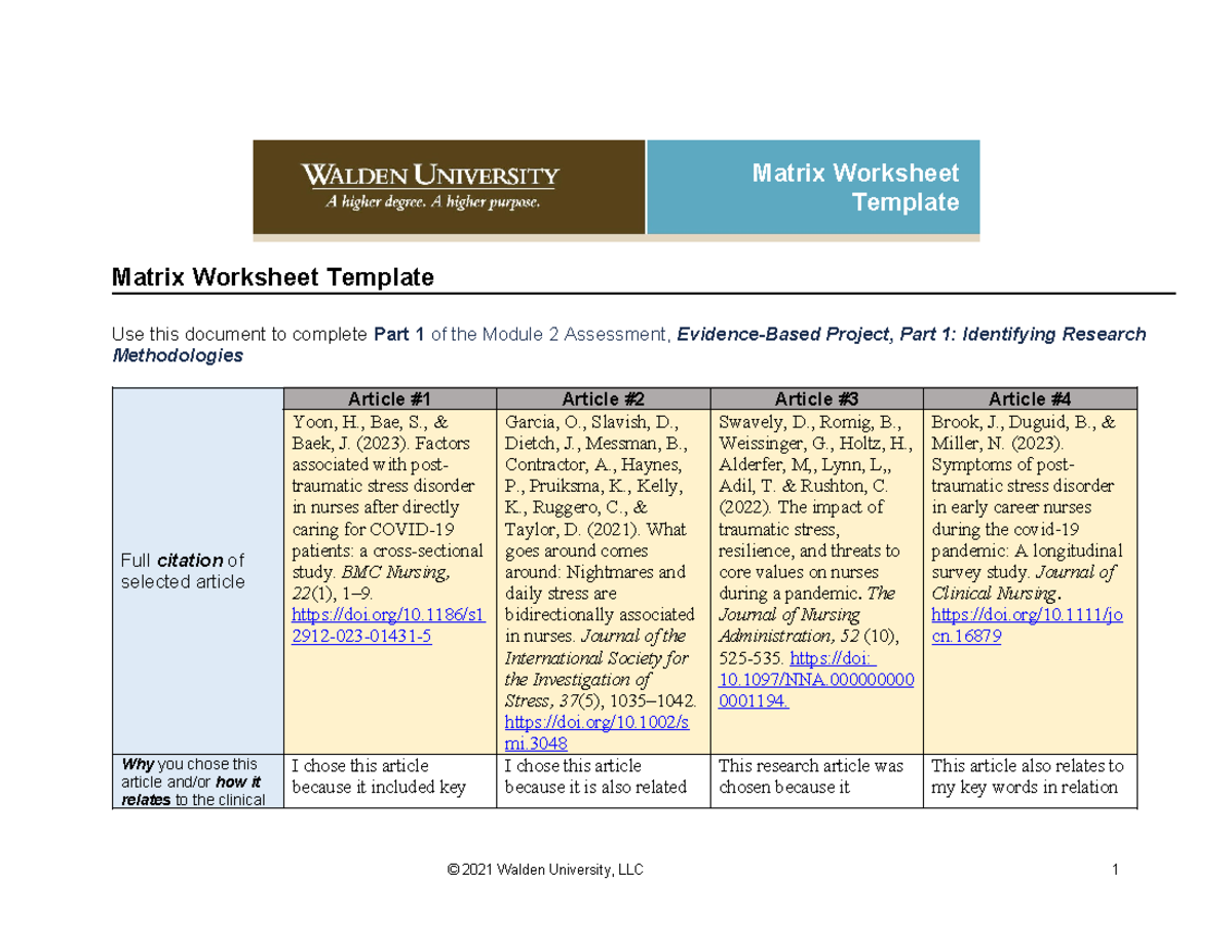 MD2Assign Collins K - assign - Matrix Worksheet Template Use this ...