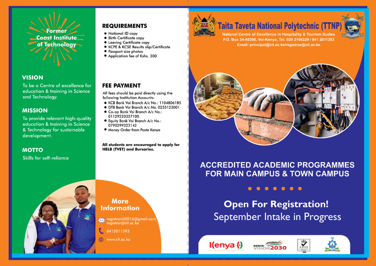 September 2024brochure - REQUIREMENTS Taita Taveta National Polytechnic ...