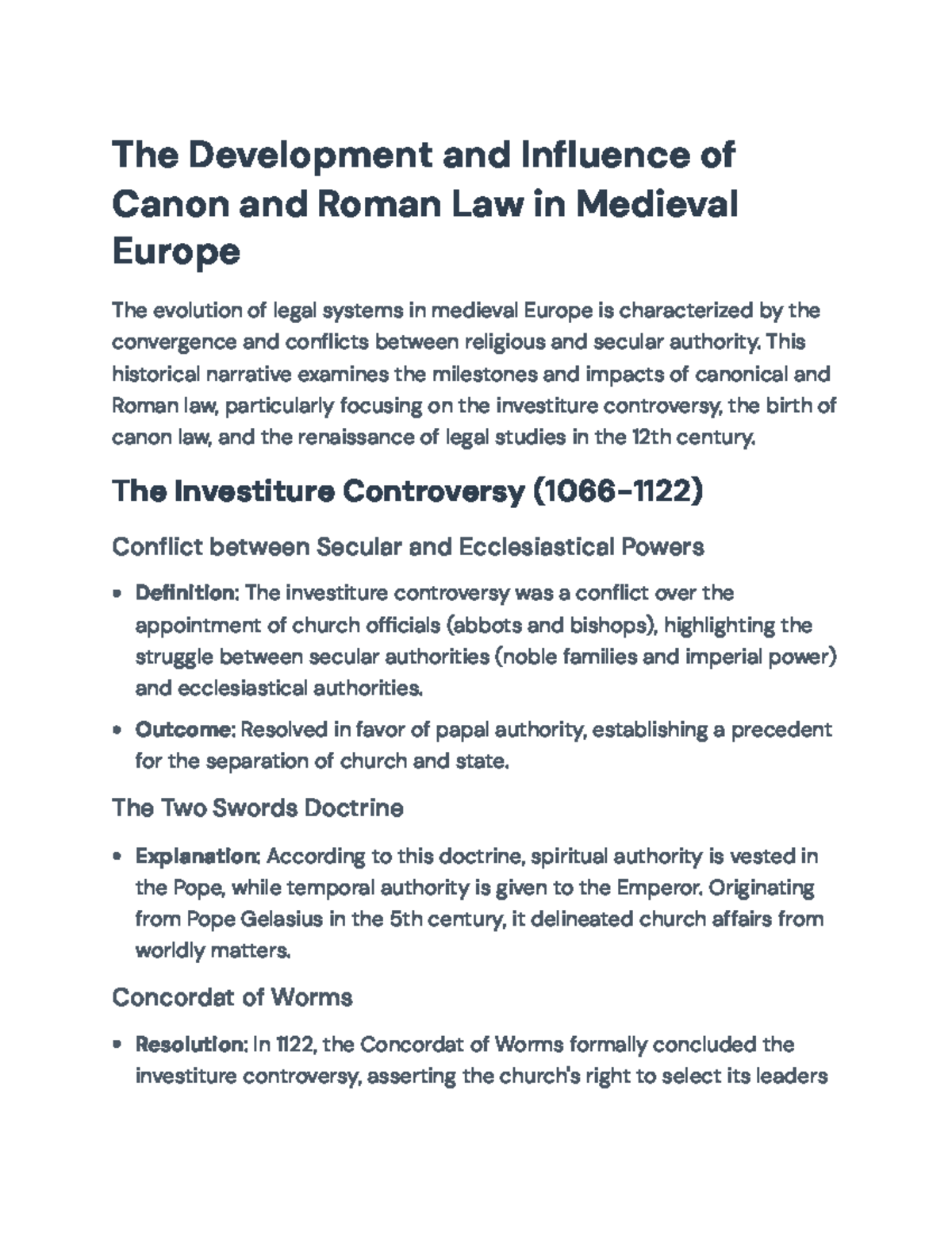 The Development of Canon and Roman Law in Medieval Europe - The ...