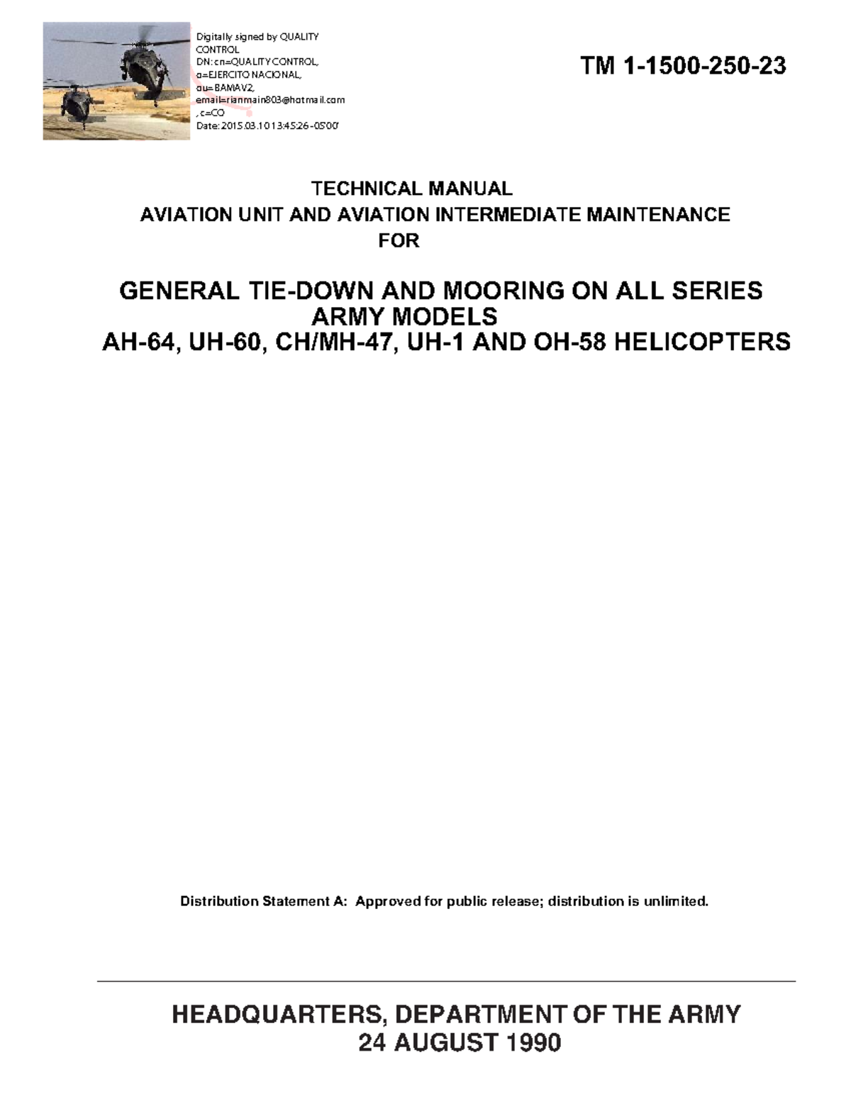 TM 1-1500-250-23: Aviation Unit & Intermediate Maintenance Manual - Studocu