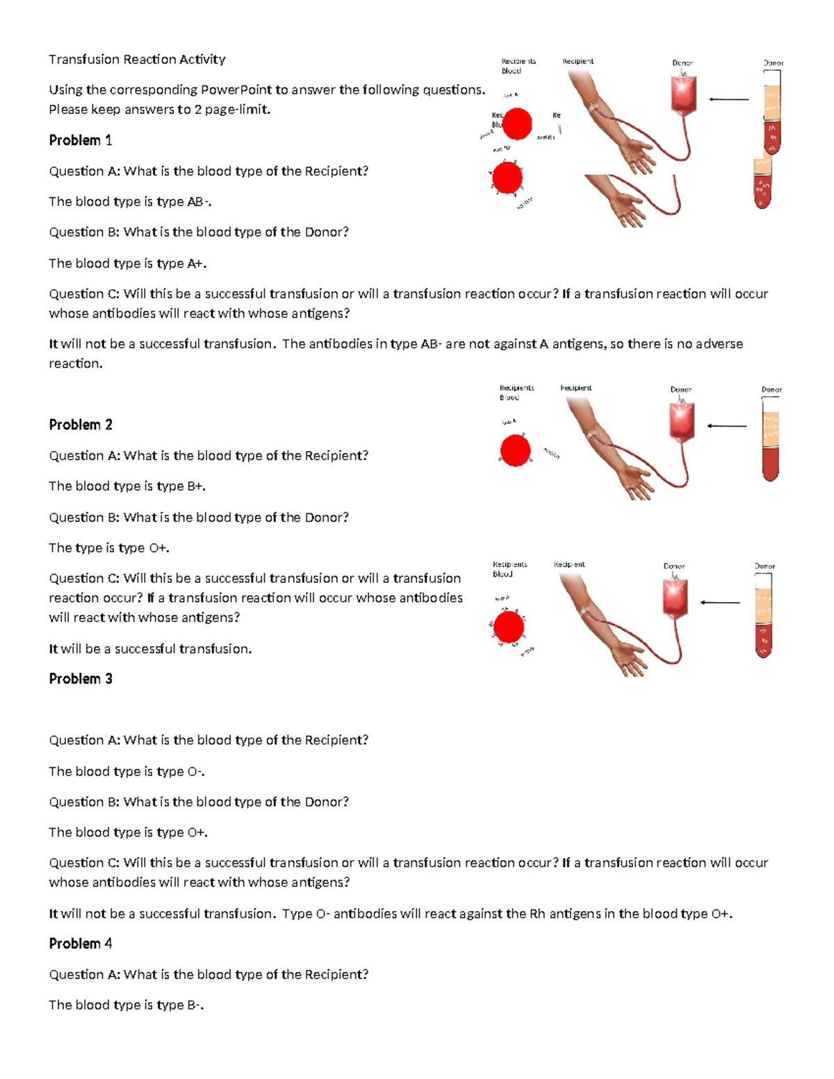 Module 11 Blood Typing Activity & Transfusion Reactions Worksheet - Studocu