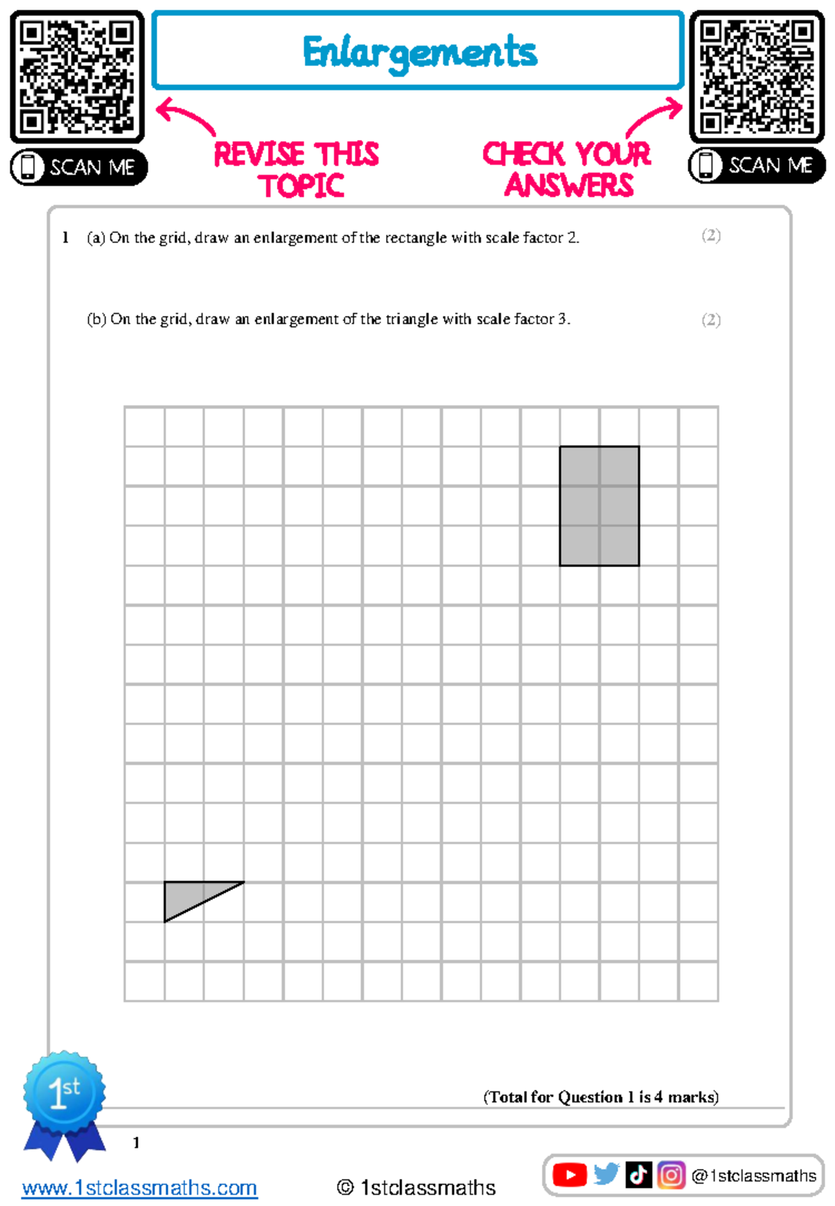 Enlargements 1stclassmaths - Practice questions and solutions - Studocu