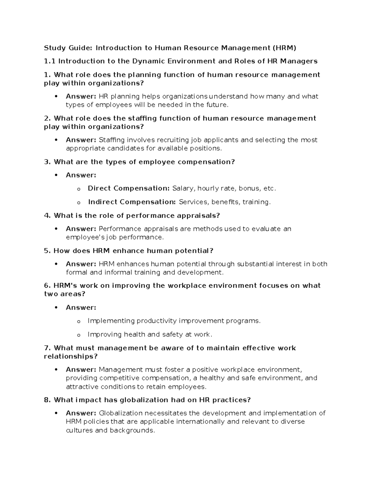 HRM Study Guide D351: Key Concepts & Functions Overview - Studocu