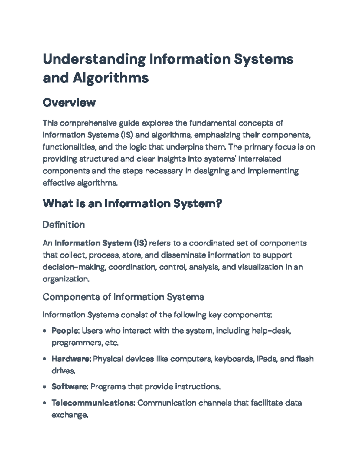 Understanding Information Systems and Algorithms - A Comprehensive Guide - Understanding ...