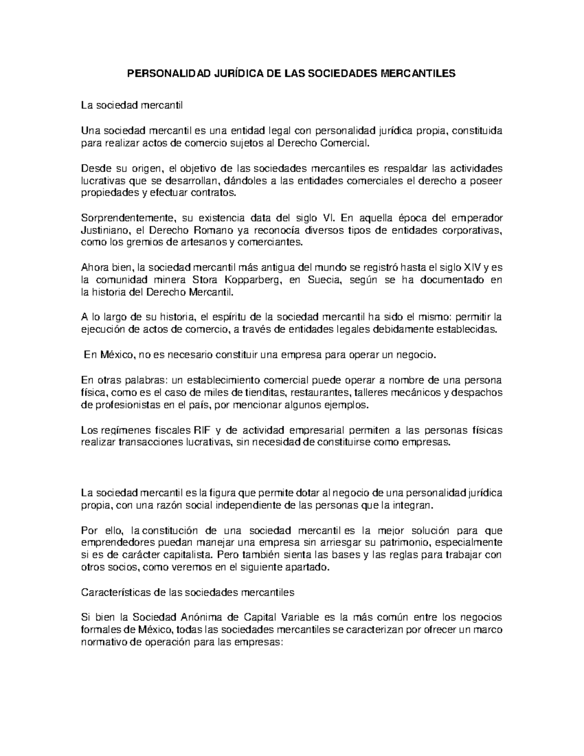 Personalidad Jurídica de las Sociedades Mercantiles: Estudio Completo - Studocu