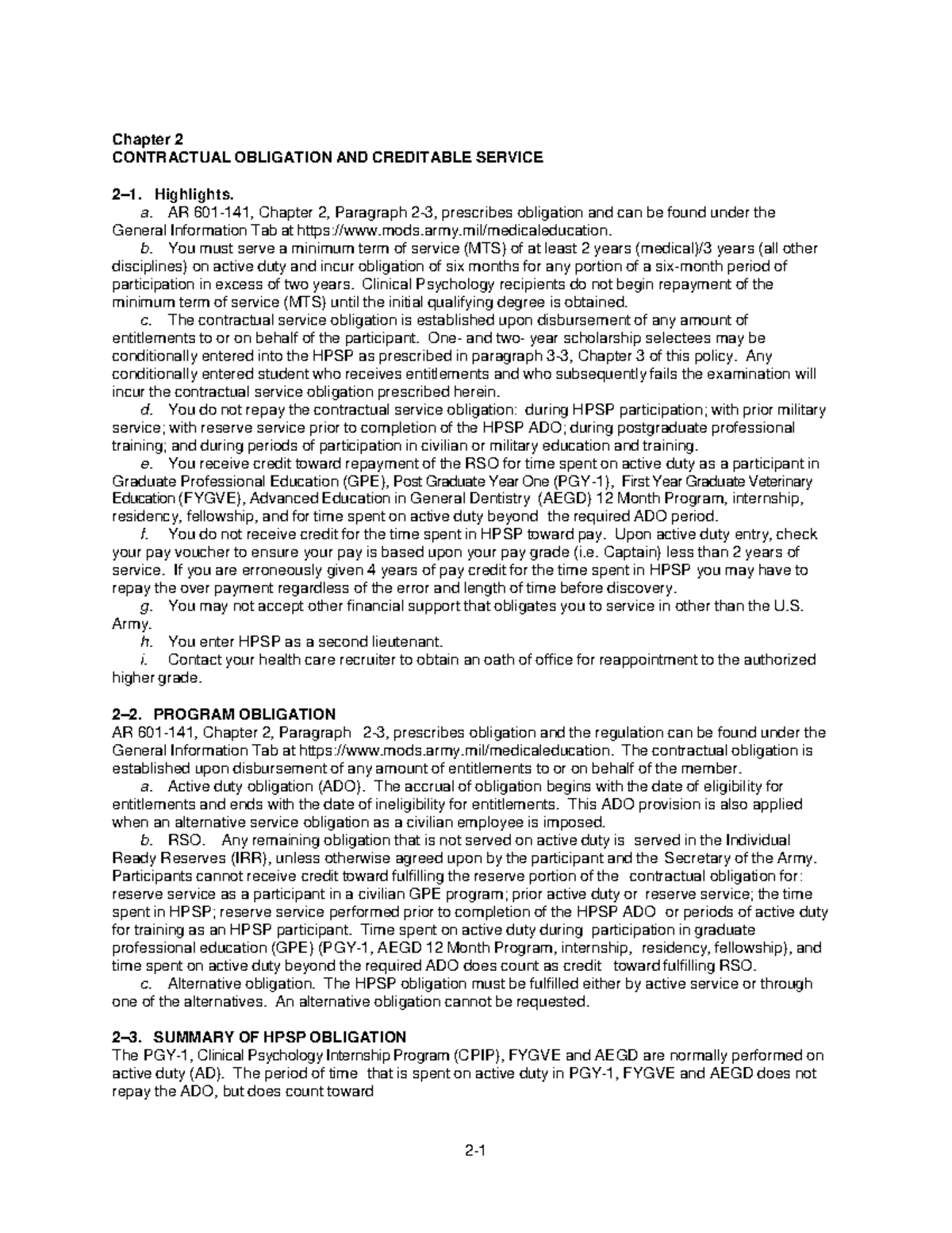 Chapter 2- Contractual Obligation and Creditable Service - Chapter 2 ...