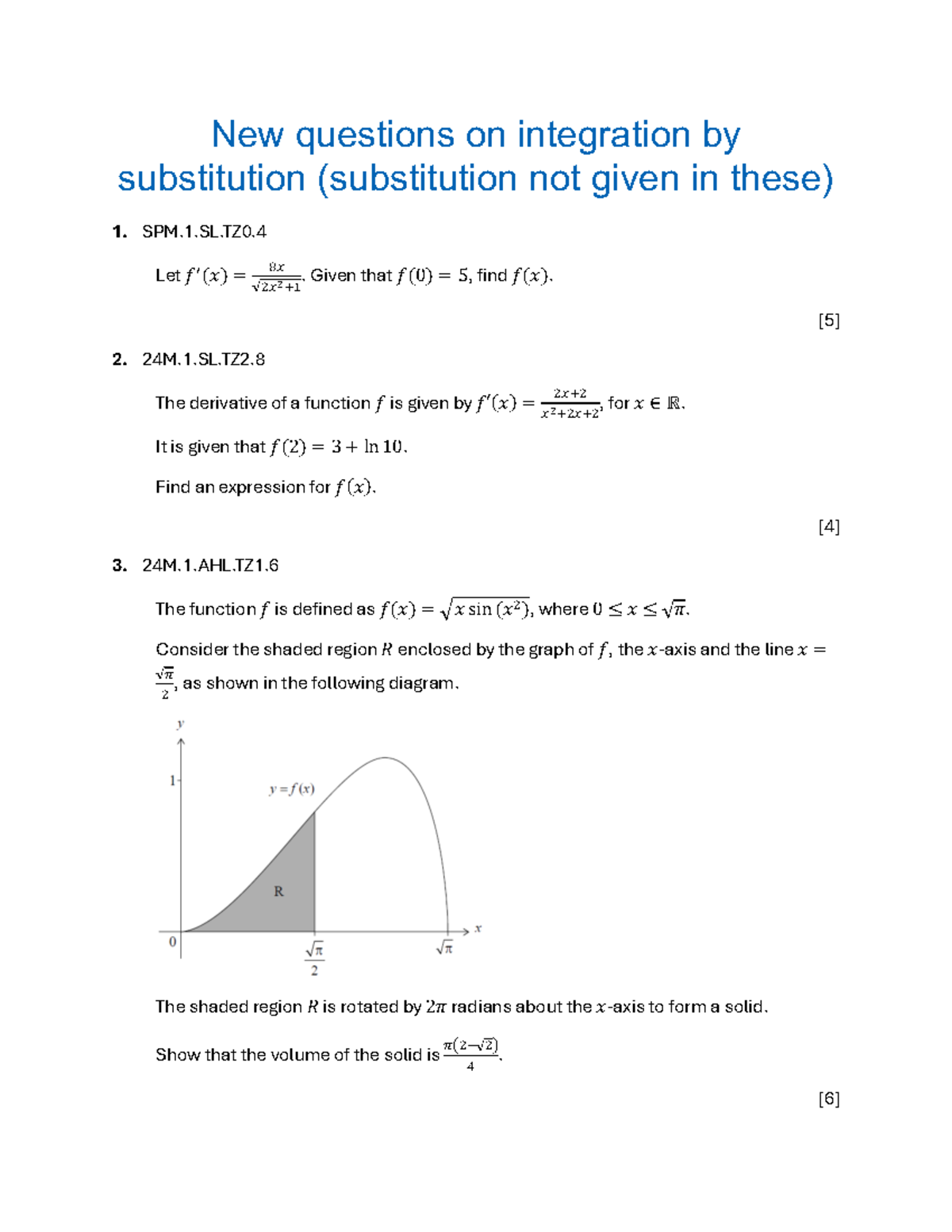 Integration by substition (not given) - New questions on integration by ...