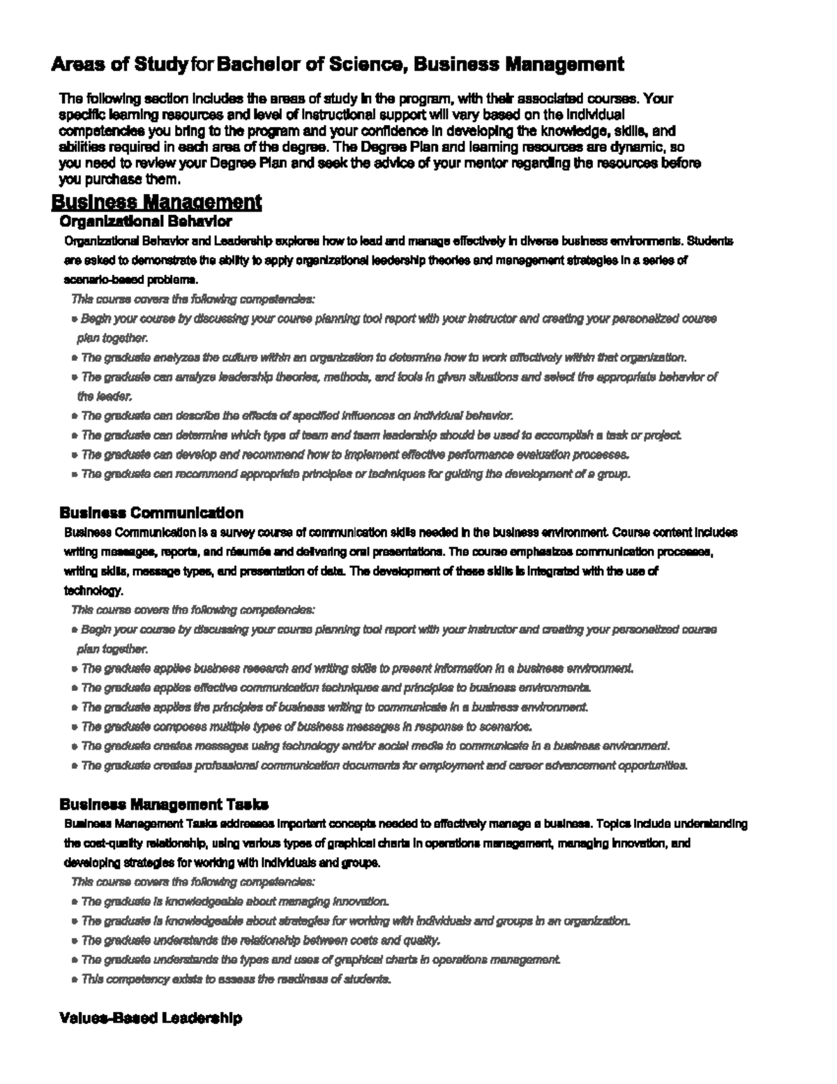 Program Guide: BSMGT - Comprehensive Coursework Syllabi for Business ...