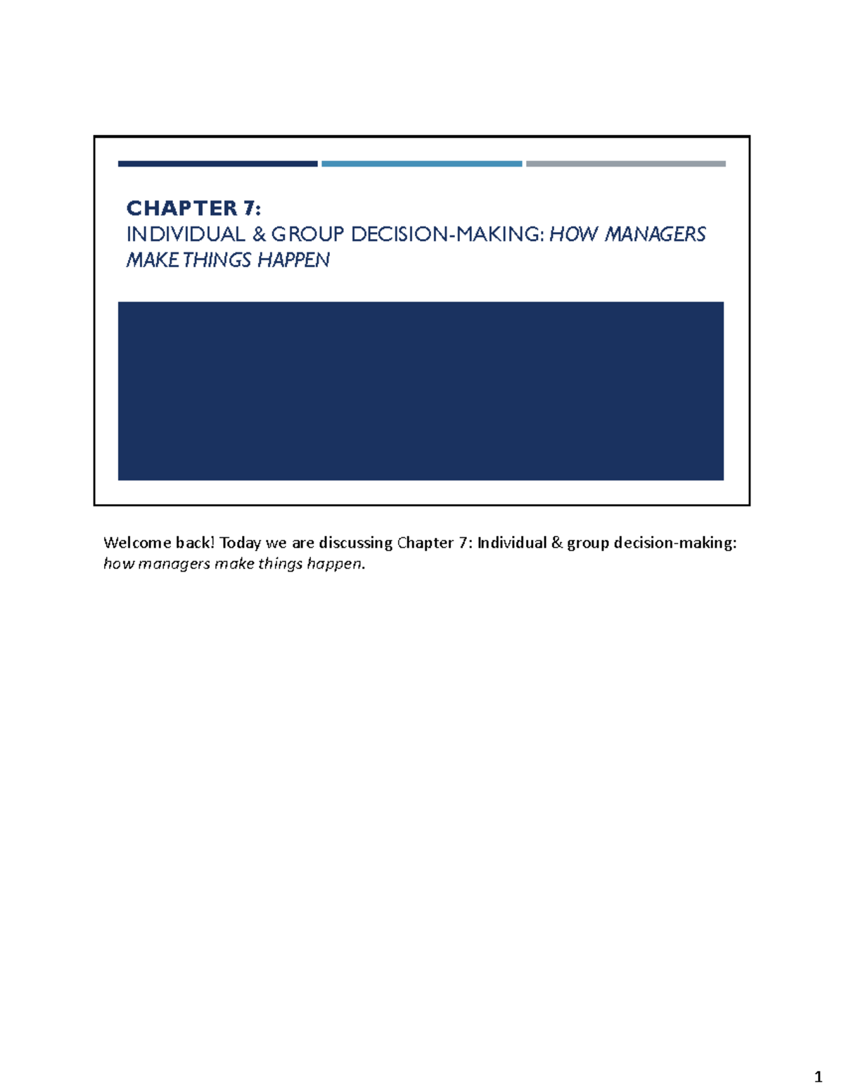 CHAPTER 7: DECISION-MAKING STRATEGIES IN MANAGEMENT (FINAL EXAM NOTES ...