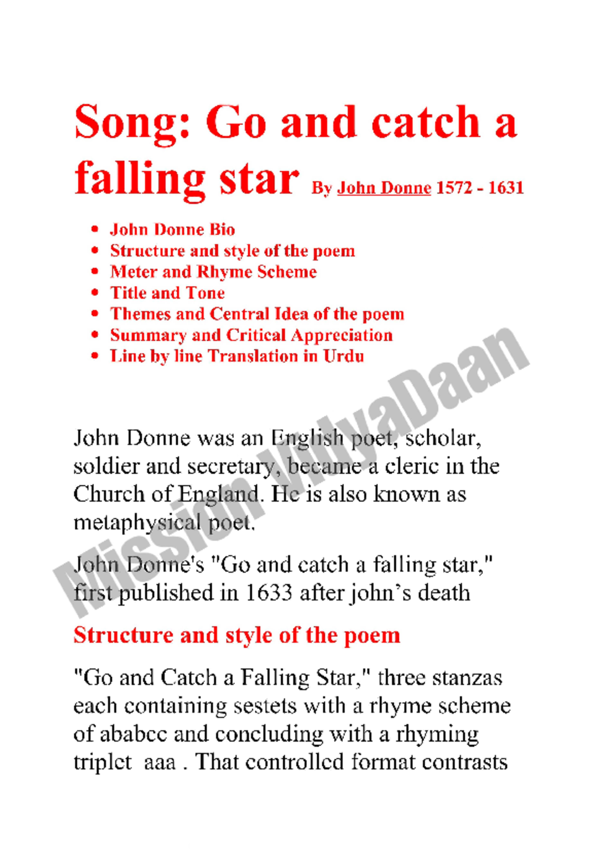 Go and Catch a Falling Star John Donne RPSC Poem - Song: Go and catch a ...