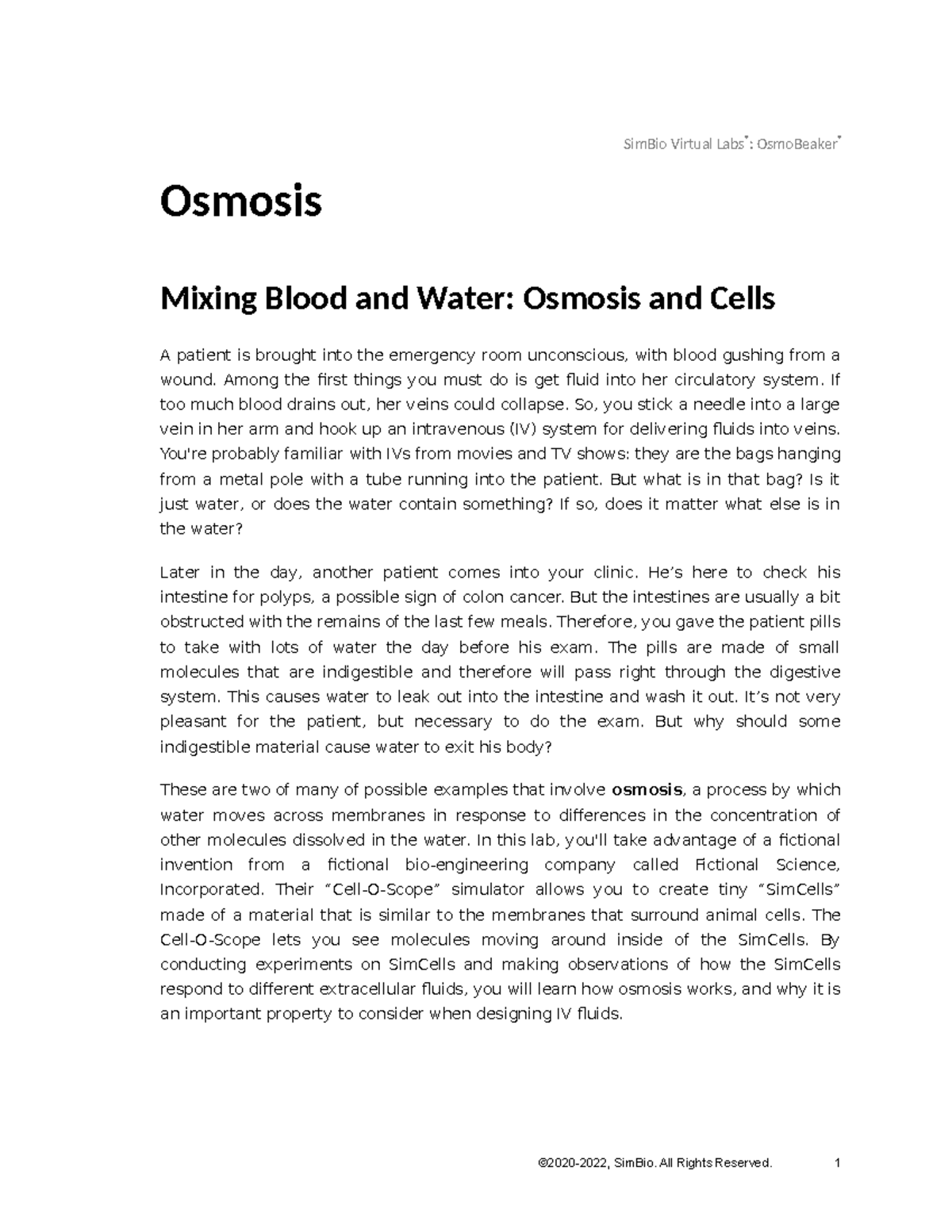 Osmosis lab report - SimBio Virtual Labs®: OsmoBeaker® Osmosis Mixing ...