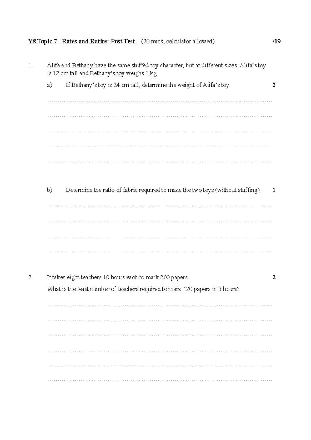 YR 10 - Topic 06 Surface Area and Volume - Pre-test Review - Studocu