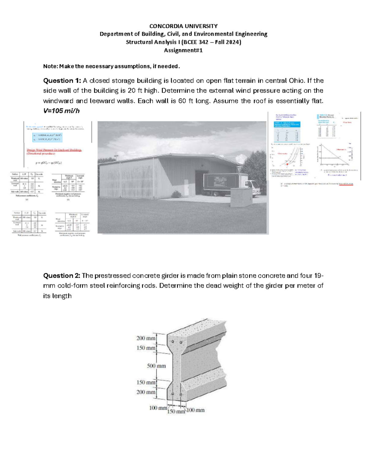 Structural Analysis I (BCEE 342) Assignment 1 - Fall 2024 - Studocu