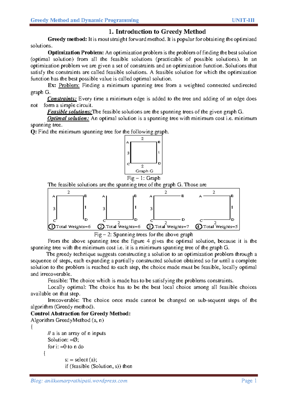 Daa - DAA Notes on Greedy Method and Dynamic Programming - Studocu