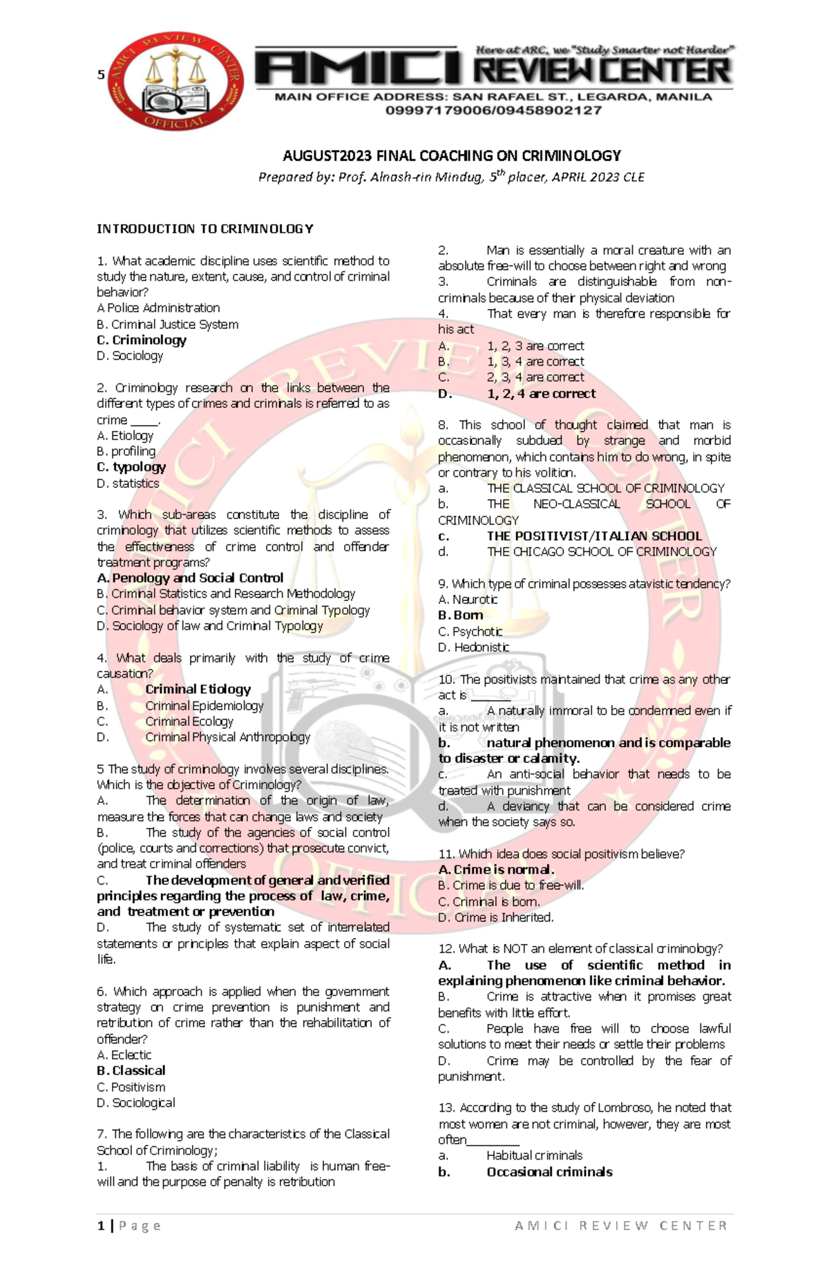 Criminology 101: Key Concepts and Final Exam Review Guide - Studocu