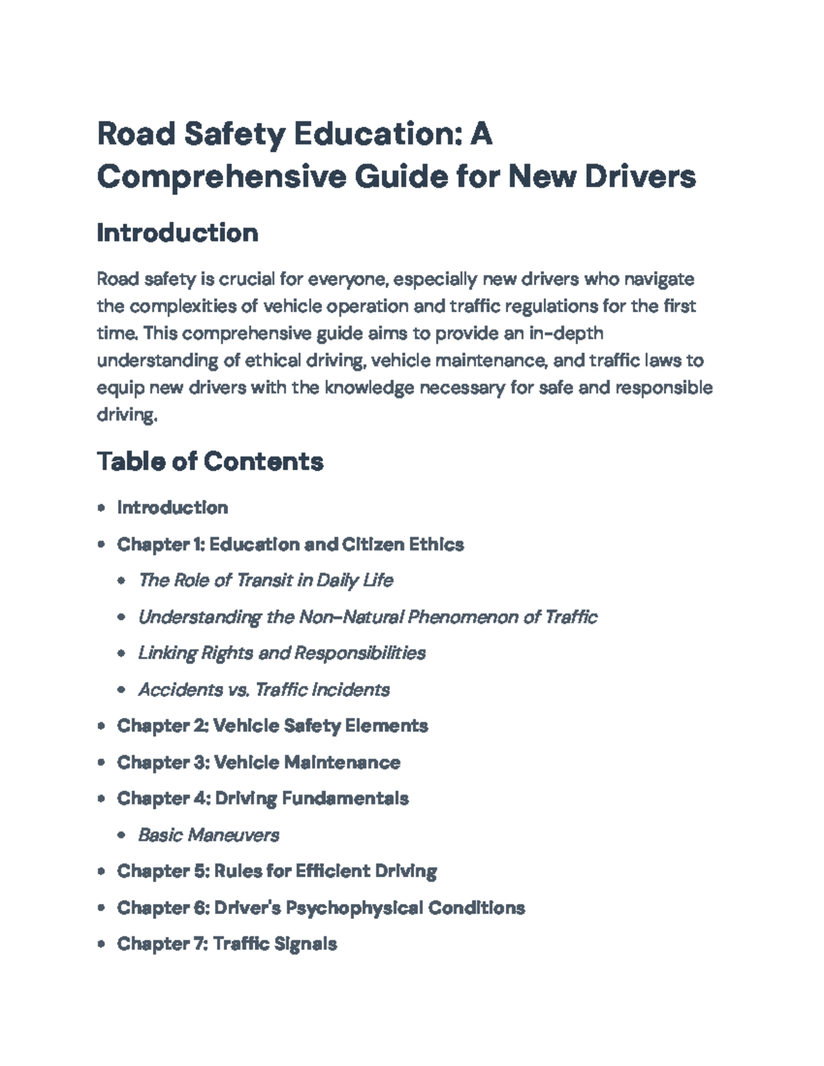 Road Safety Education: A Comprehensive Guide for New Drivers - Road ...