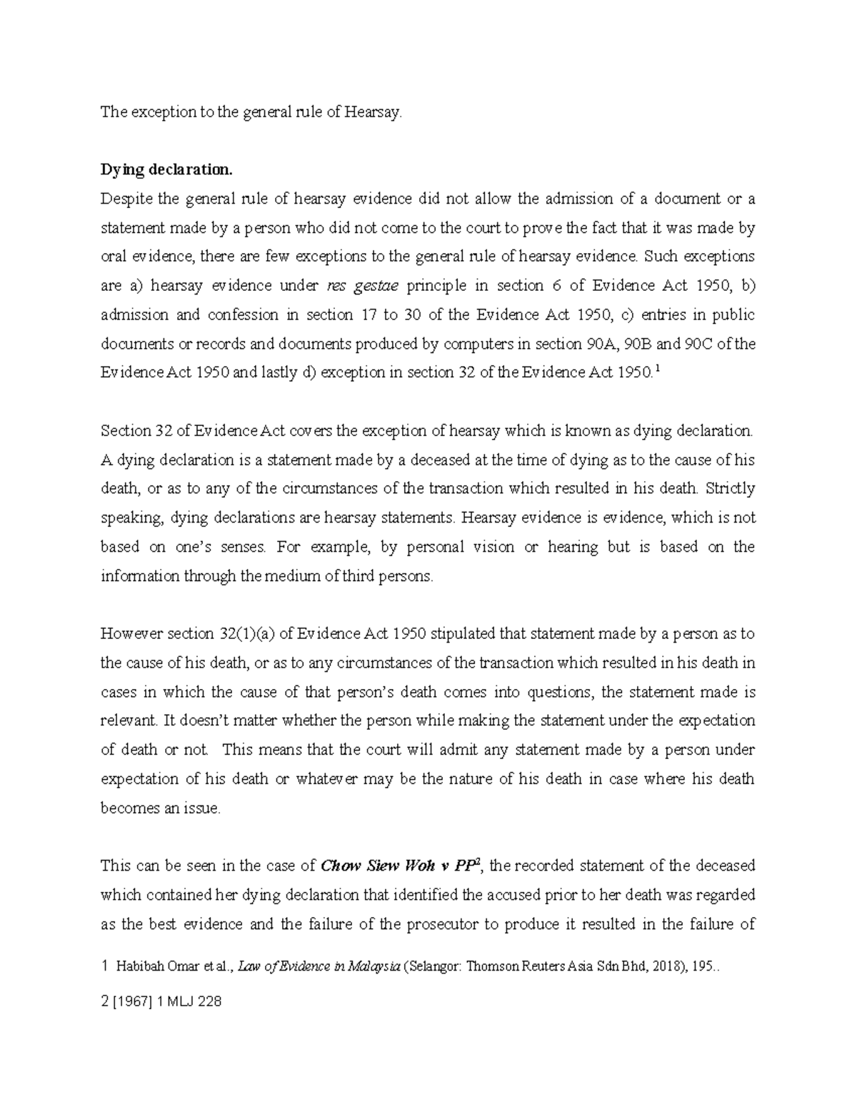 Dying Declaration: Understanding the Exception to Hearsay (Evidence Act ...