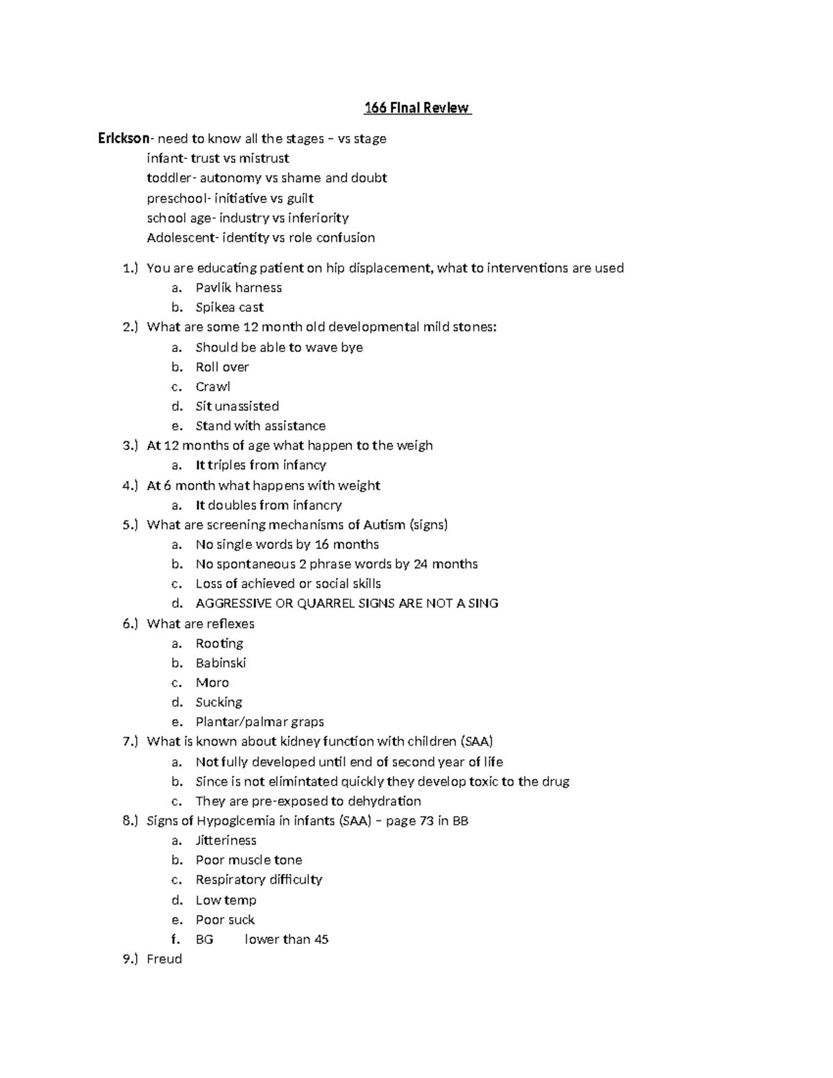 166 Final Review: Key Concepts in Child Development and Care - Studocu