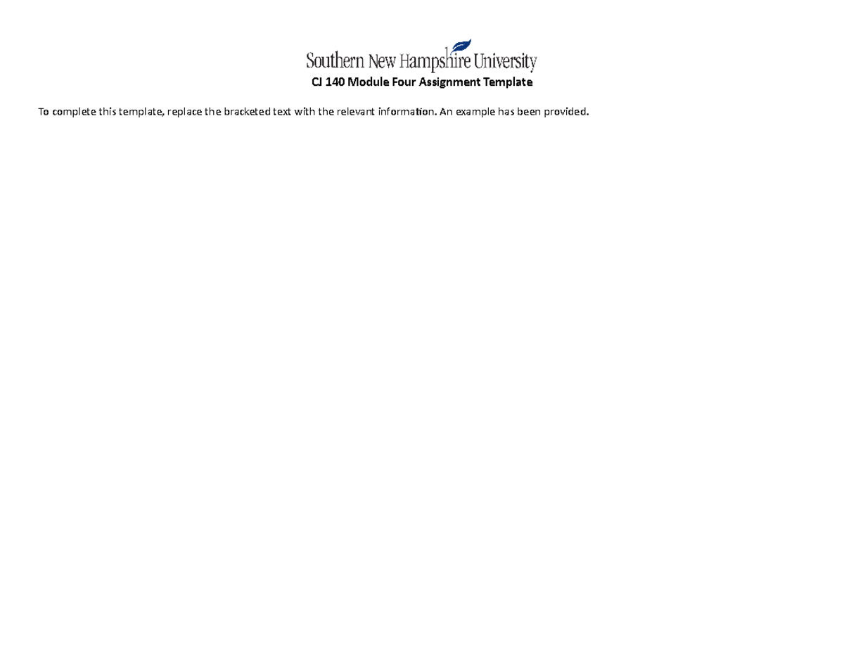 CJ 140 Module Four Comm. Assignment Template & Guidelines - Studocu