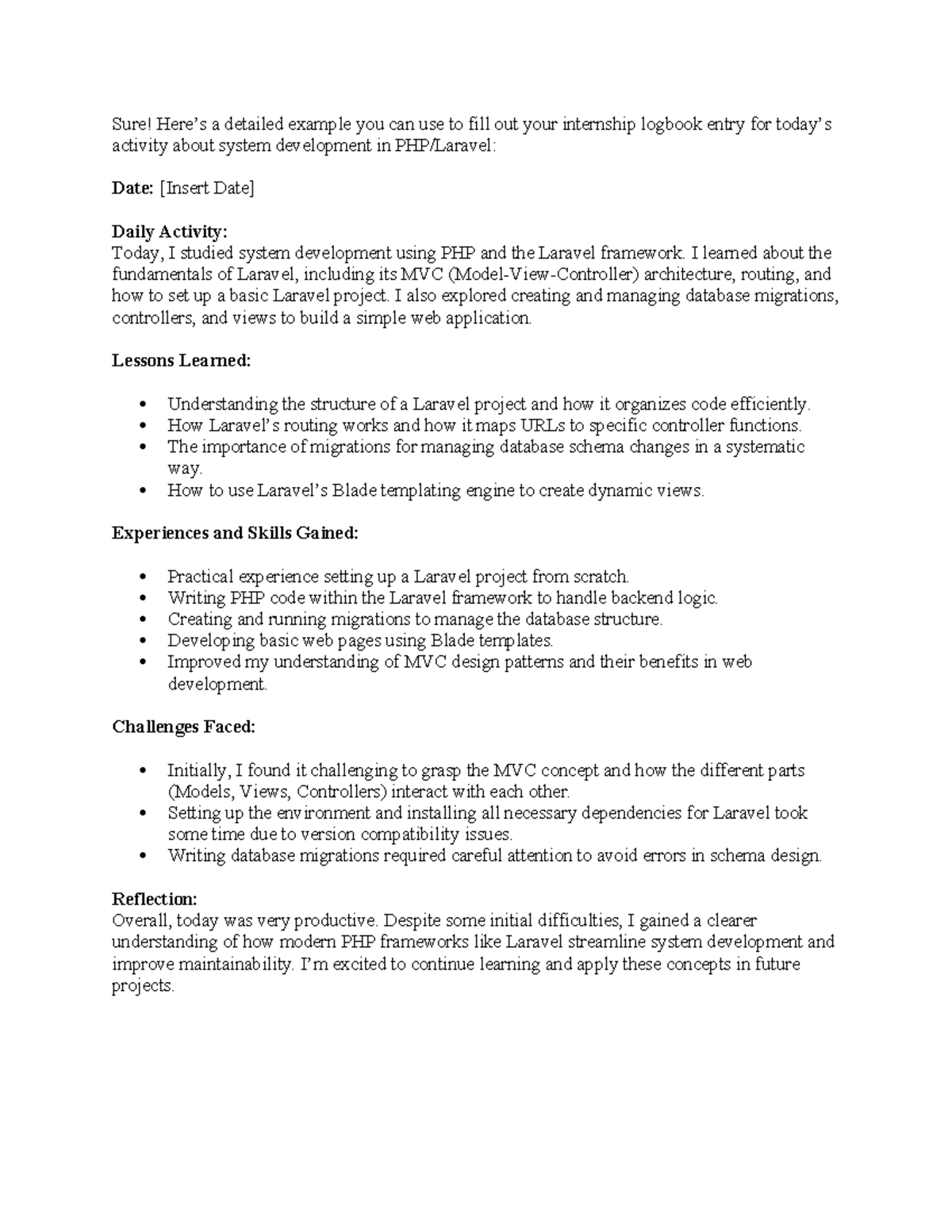 Internship Logbook Entry: System Dev & Routing in Laravel (Week 4 ...