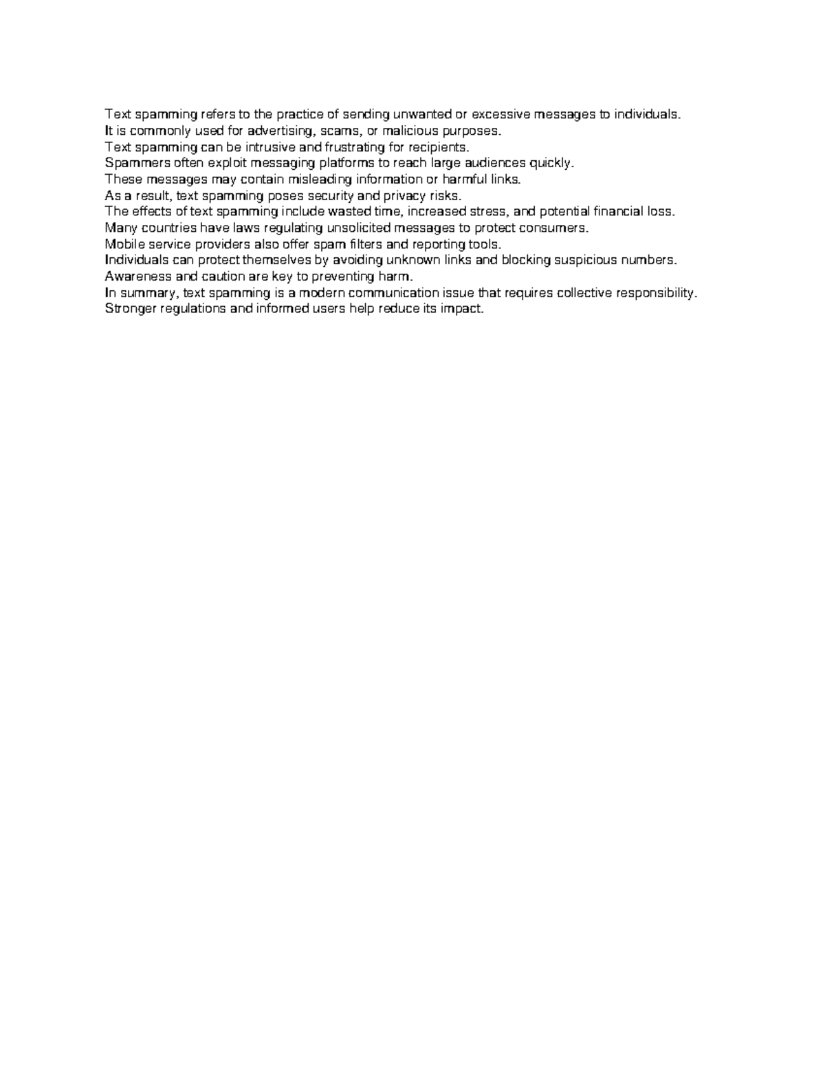 Text Spamming: Understanding Risks and Prevention Strategies - Studocu