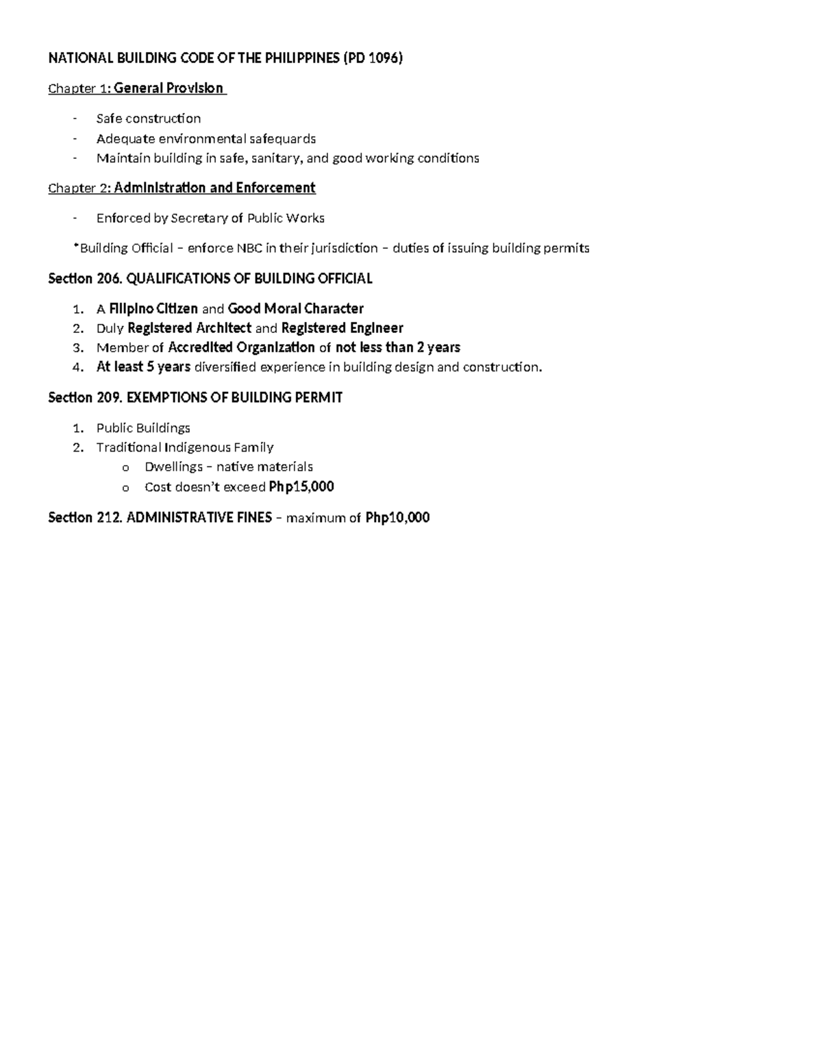 PD1096 - National Building Code of the Philippines Overview - Studocu