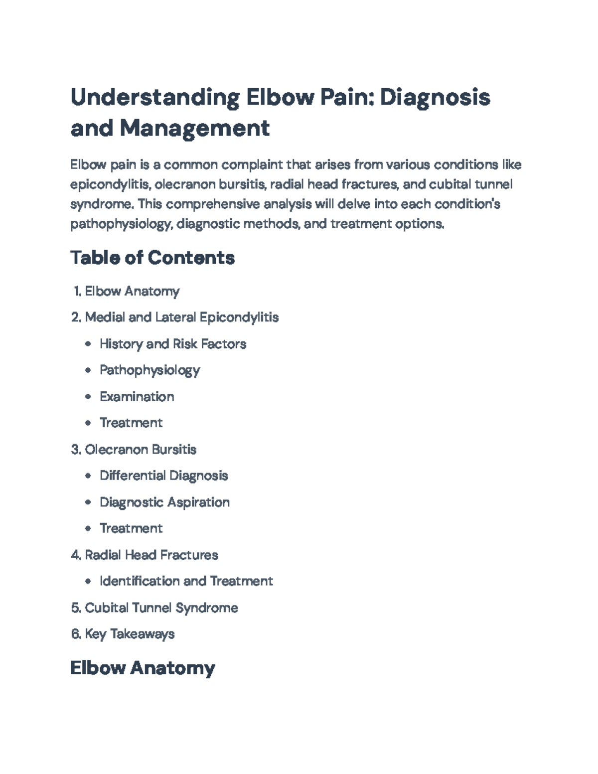 Understanding Elbow Pain: Diagnosis & Management (Course Code ...