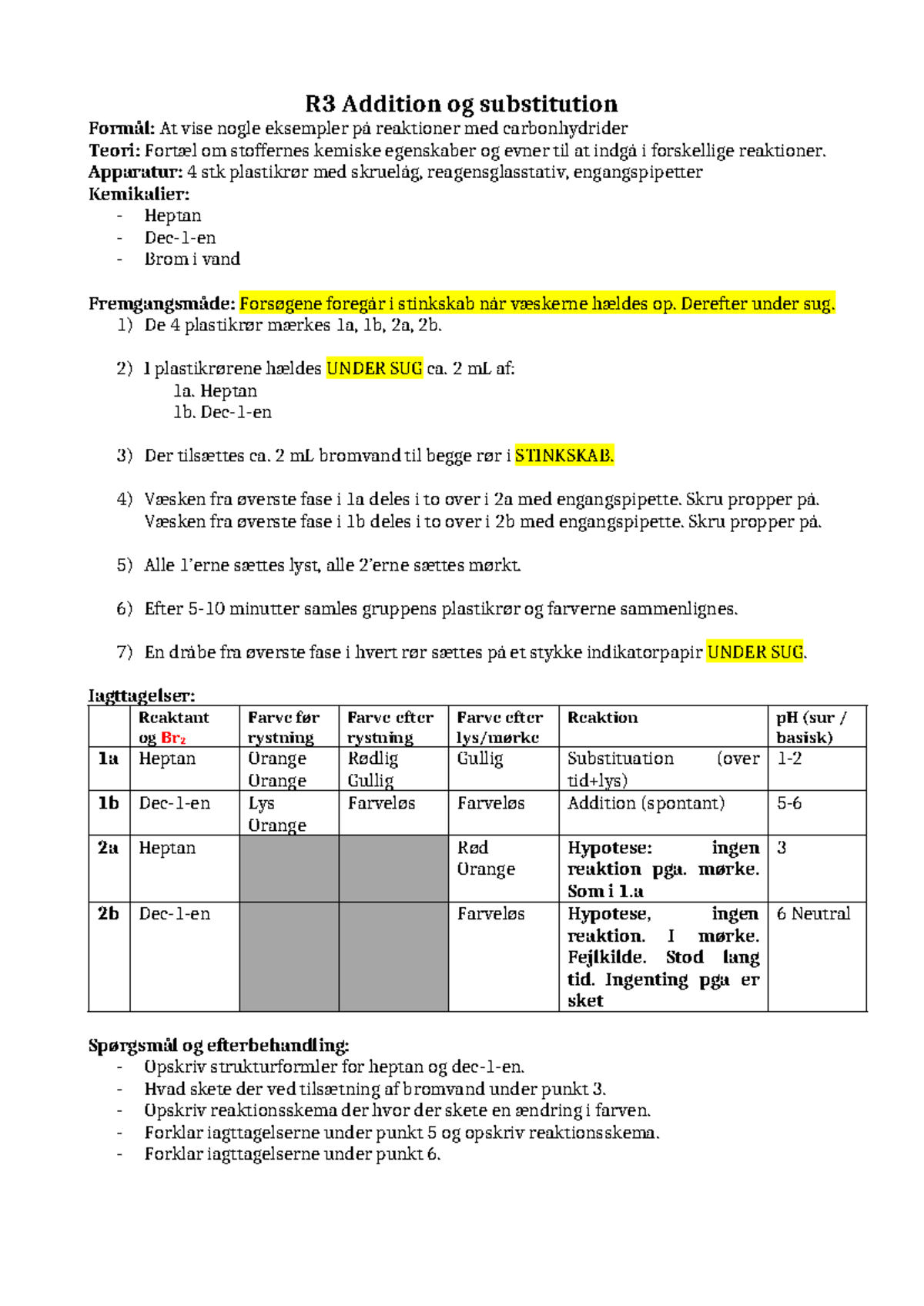 R3 Addition og Substitution: Reaktioner med Carbonhydrider - Studocu