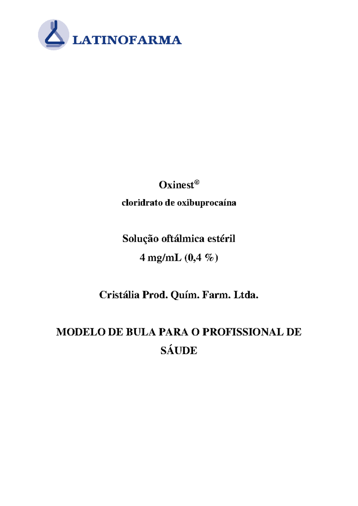 Bula do Oxinest® para Profissionais de Saúde - Cloridrato de ...