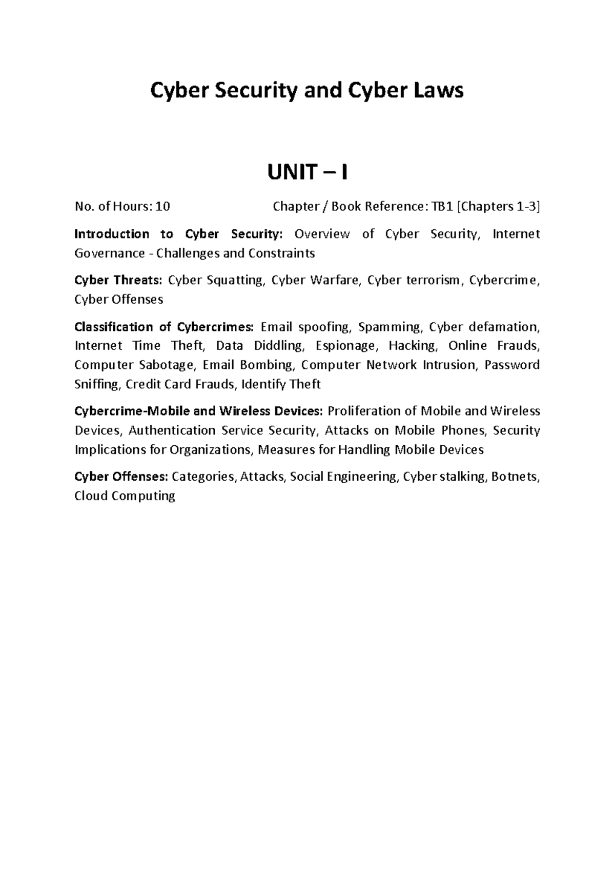 UNIT 1 CSCL - CYBER SECURITY CYBER LAW UNIT 1 - Cyber Security and ...
