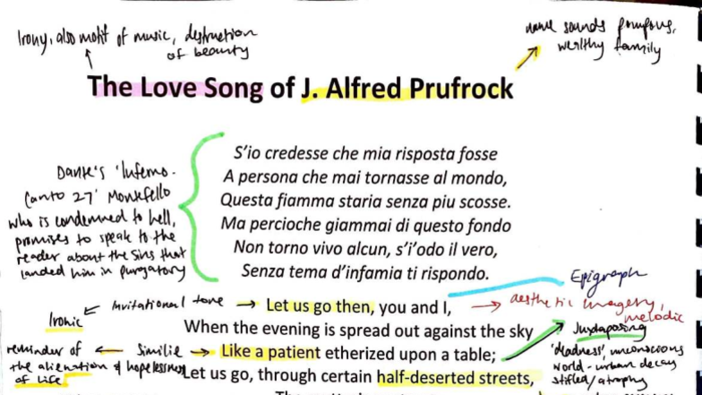 Annotated Analysis of "The Love Song of J. Alfred Prufrock" (ENG 101 ...
