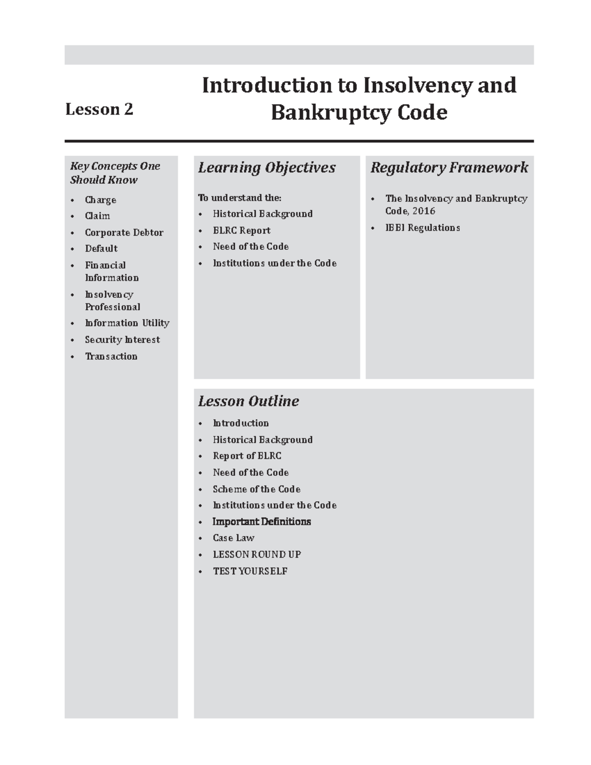 Lesson 2: Key Concepts of the Insolvency and Bankruptcy Code (IBC ...