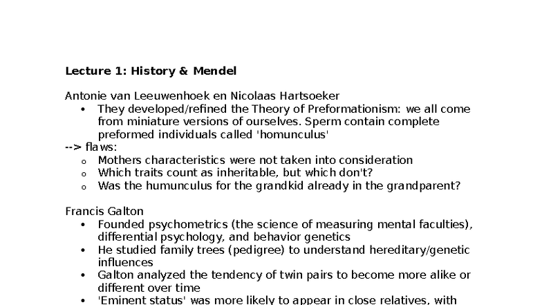 Lecture 1: Behaviour Genetics in Psychology - Mendel, Darwin & Galton ...