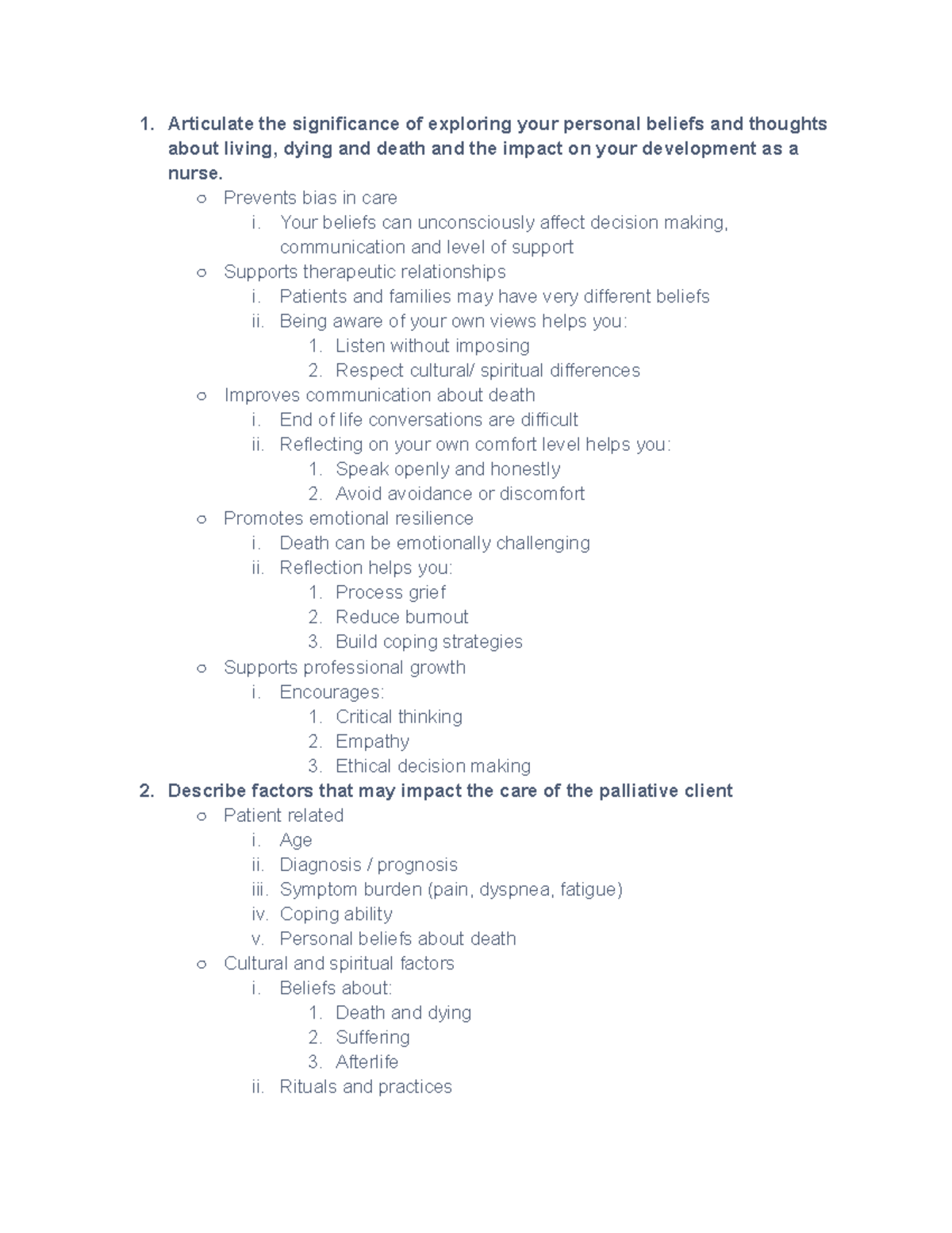 NFDN 1002 - Unit 9: Exploring Personal Beliefs in Nursing Care - Studocu