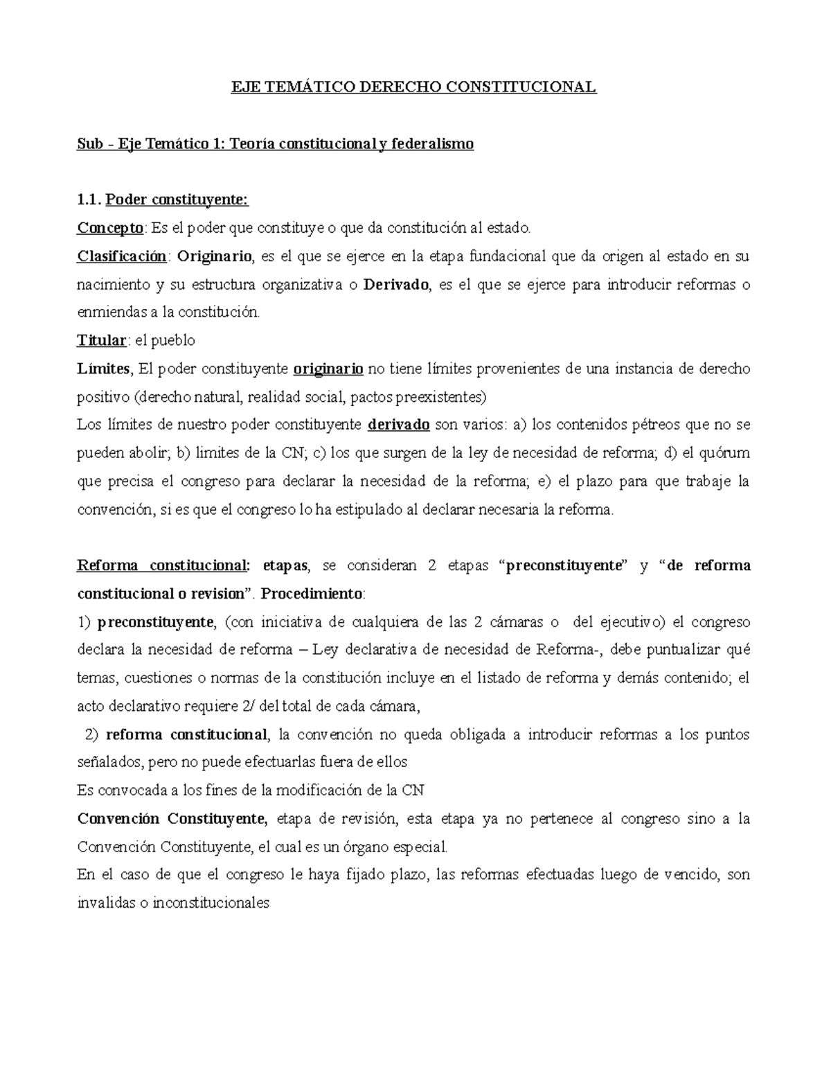 EFIP 1 - 2020 - Resumen de Derecho Constitucional - EJE TEMÁTICO DERECHO CONSTITUCIONAL Sub ...