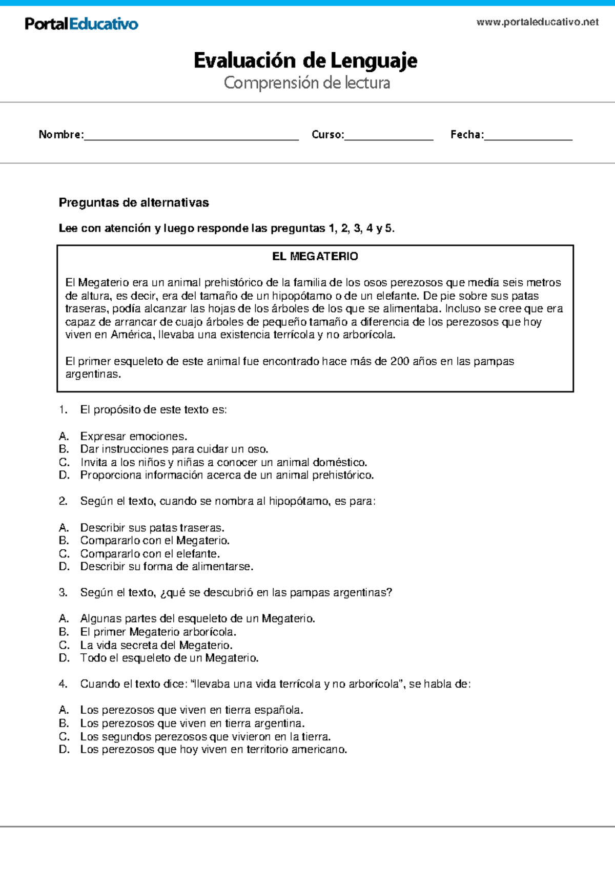 GP4 Prueba de Comprensión de Lectura: Preguntas y Respuestas - Studocu