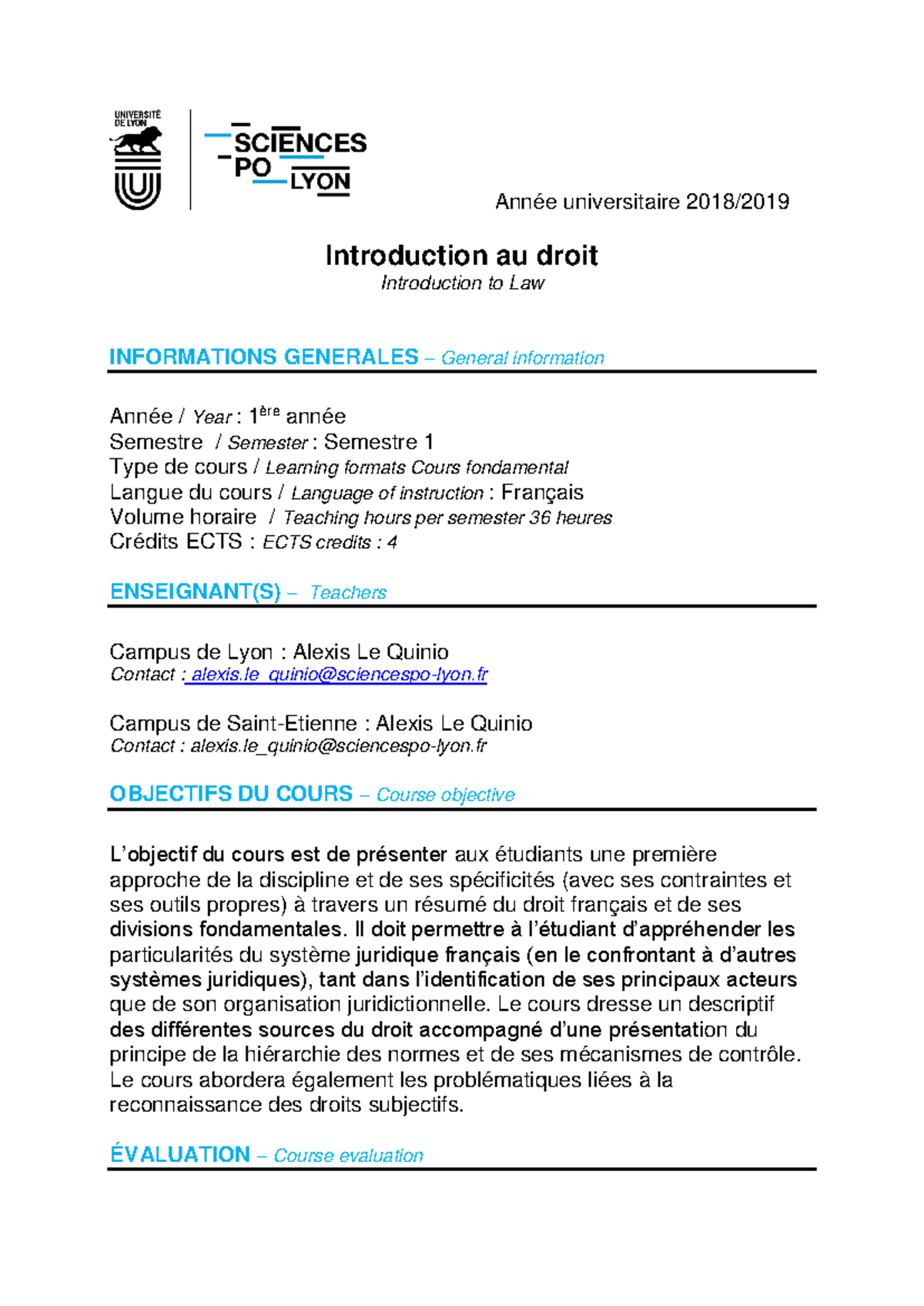 Introduction au droit - Année universitaire 2018/ Introduction au droit Introduction to Law ...