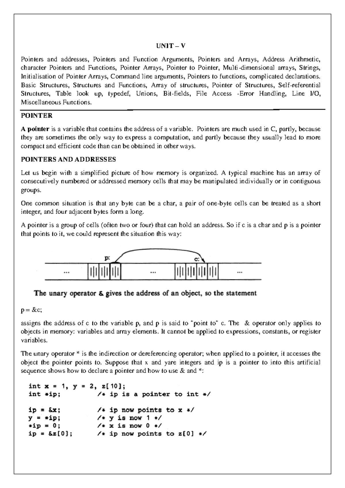 Pointers and Structures in C - Programming Module 5 Study Guide - Studocu