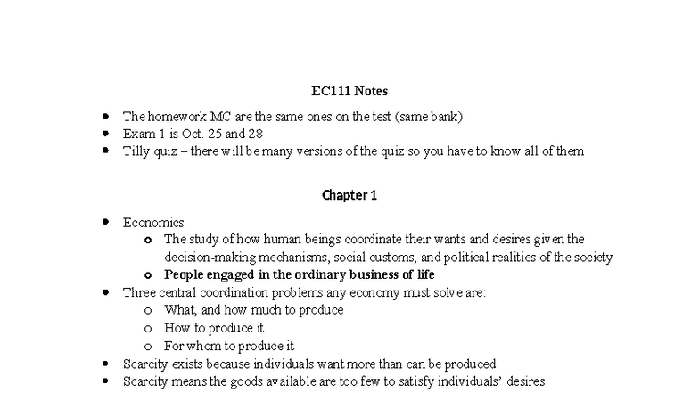 EC111 Midterm Exam Notes: Key Concepts & Tilly Quiz Info - Studocu