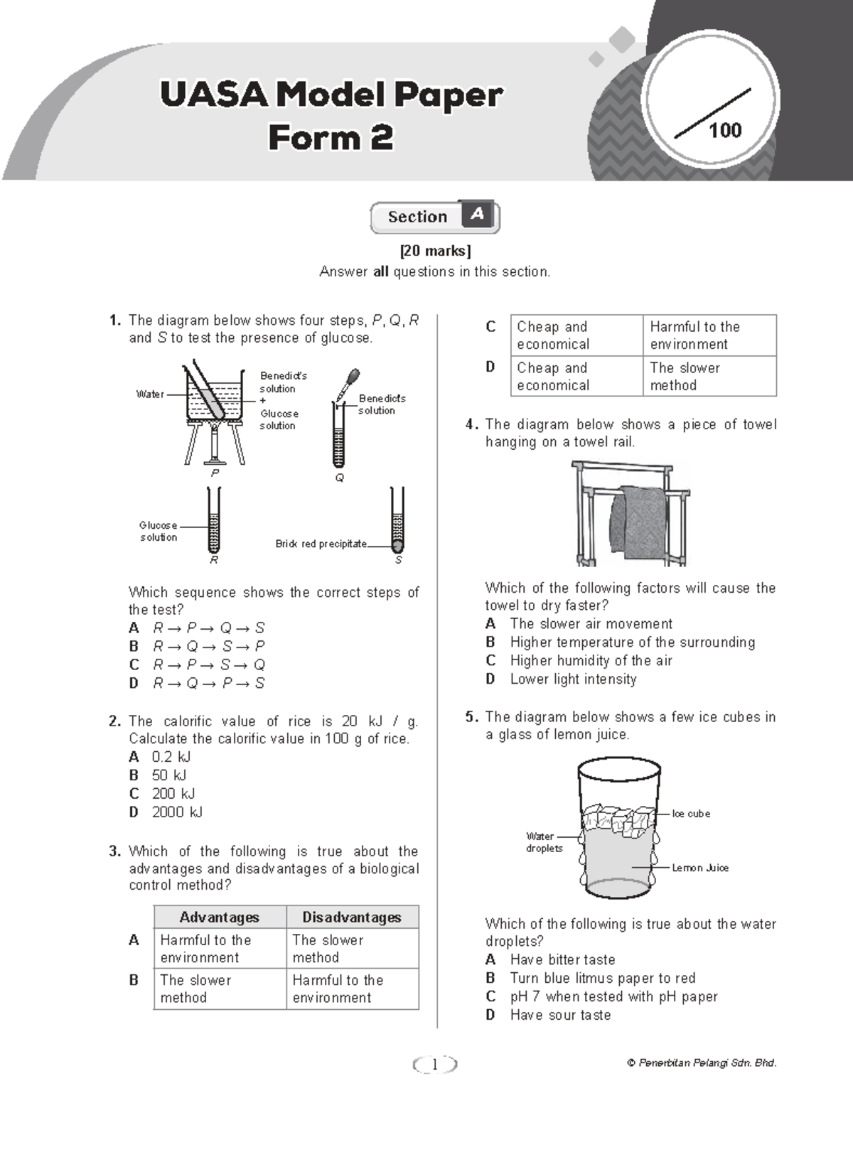 Science Form 2 UASA Model Paper & Answers - Studocu