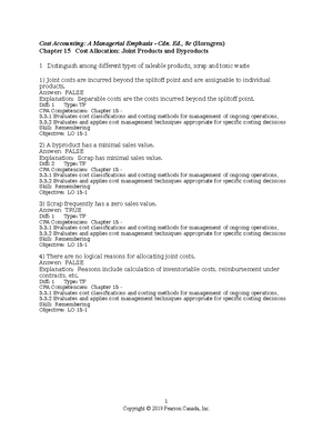 Chapter 16 - Cost Accounting: A Managerial Emphasis - Cdn. Ed., 8e (Horngren) Chapter 16 Revenue ...