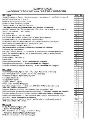 Explanatory Notes for Completing Form BE 2024 (ITA 1967) - Studocu