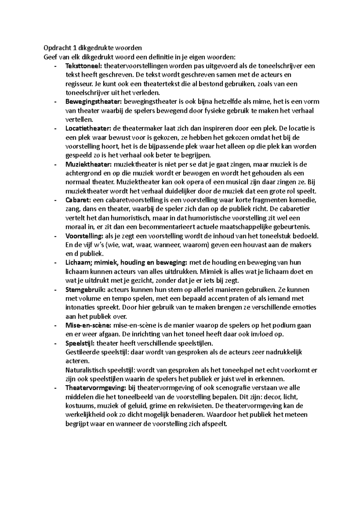 Opdracht 1: Definitie van Dikgedrukte Woorden in CKV - Studeersnel